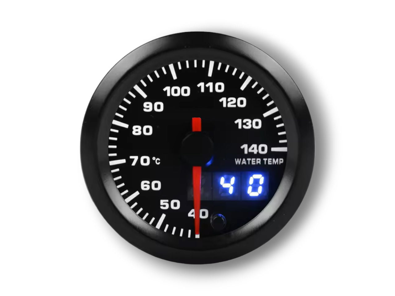 Water Temp Gauge (40-140C) 52mm Dual Display - Electronic - Multi Colo