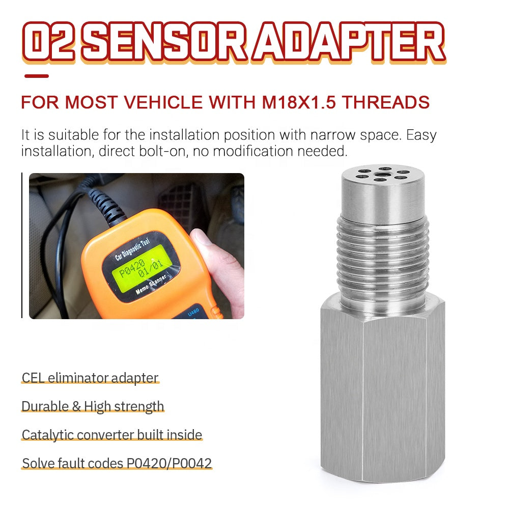 Oxygen O2 Sensor Spacer Adapter Bung Catalytic Converter Fix Check Eng ...